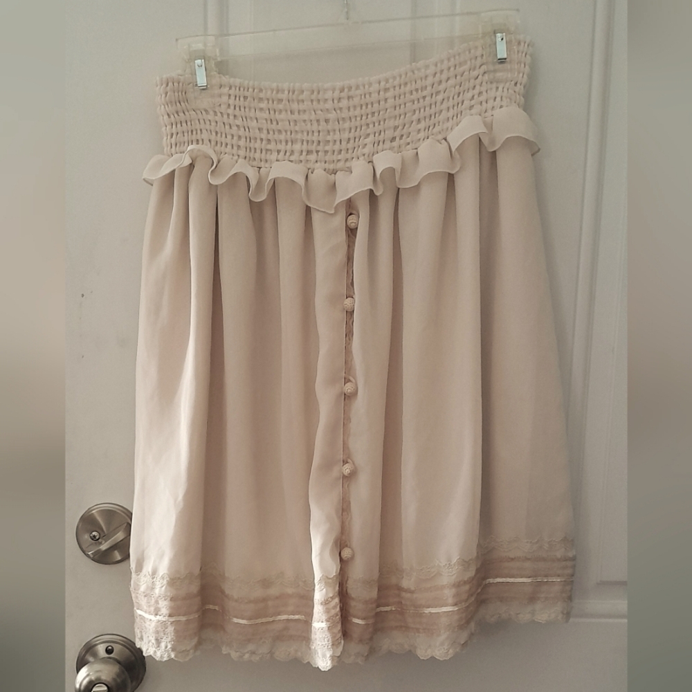 Cottage Core, Cute Demure Beige Skirt - Gem